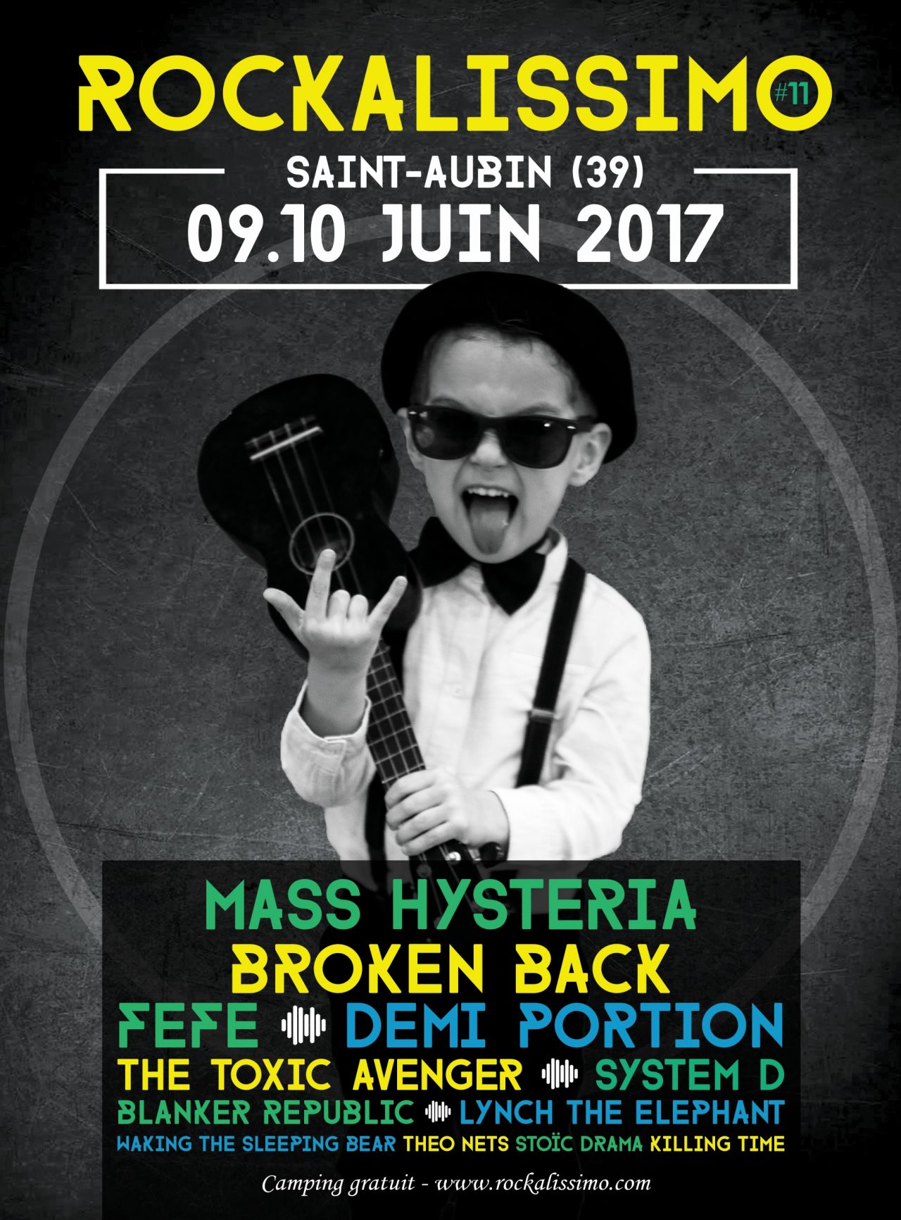 Affiches 2004 à 2019 - Festival Rockalissimo - Saint-Aubin - Jura (39)